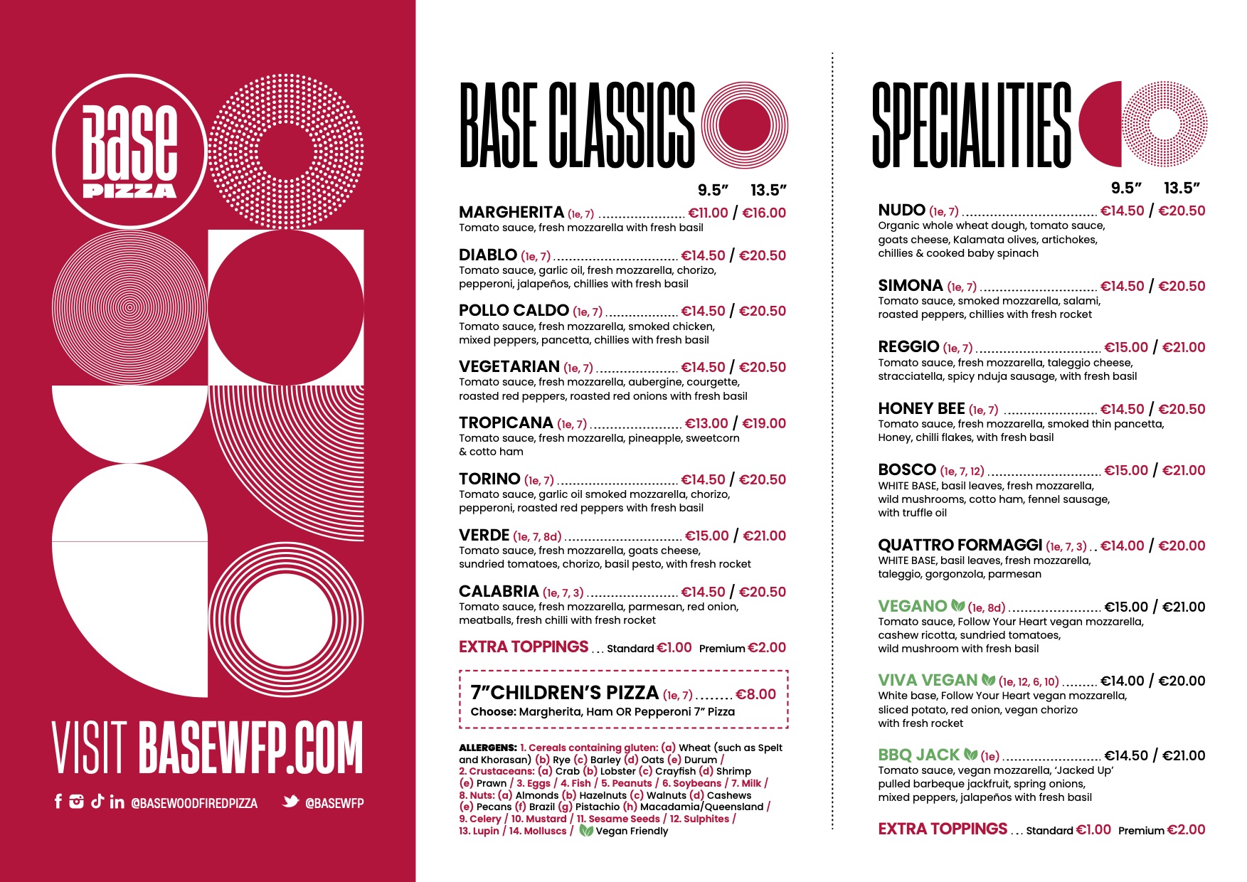 Base Wood Fired Pizza - Menu
